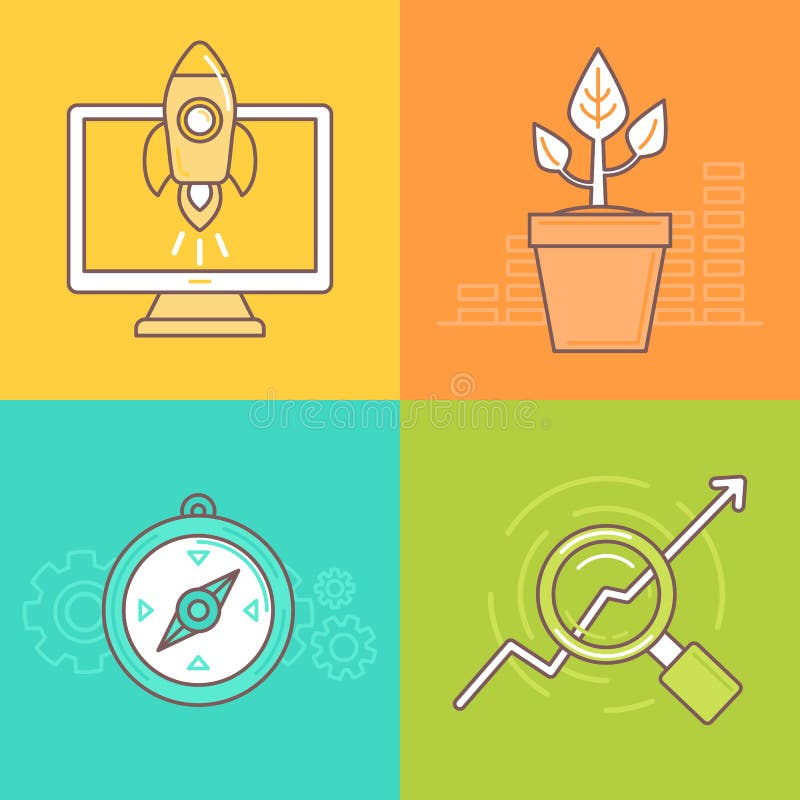 Vector Business Concepts in Trendy Linear Style Stock Vector ...
