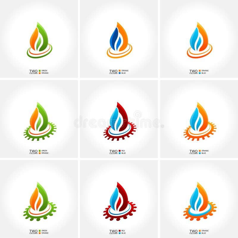 Vector Business Emblem Fire Water Set Icon Stock Vector - Illustration ...