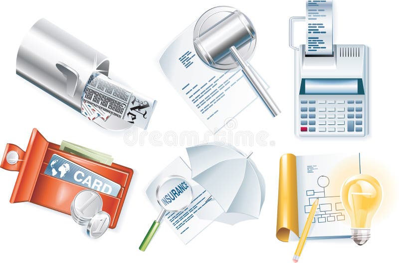 Vector Business Icon Set. Part 3 Stock Vector - Illustration of bills ...