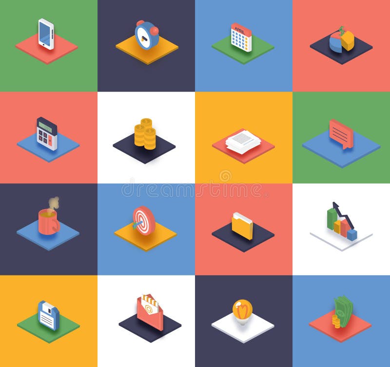 Vector Business Isometric Icons Stock Vector - Illustration of mobile ...
