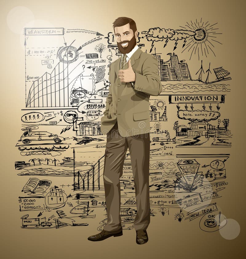 Vector Business Man with Beard Shows Well Done Stock Vector ...