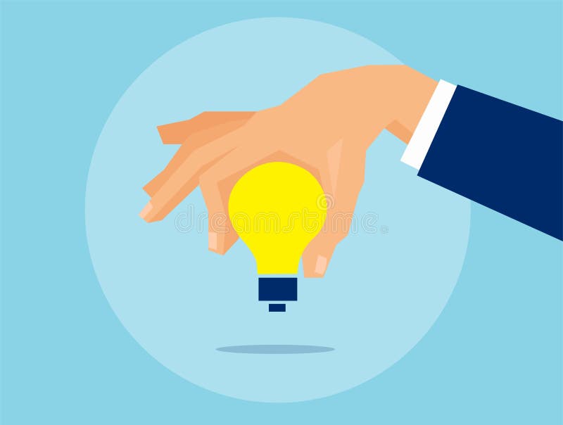 Vector of a Business Man Hand Shaped As a Bright Yellow Bulb Stock ...