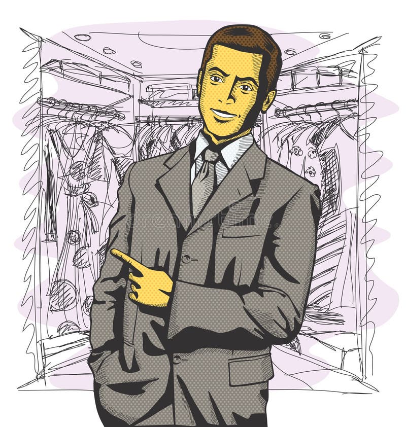 Vector Business Man Show Something with Finger Stock Vector ...