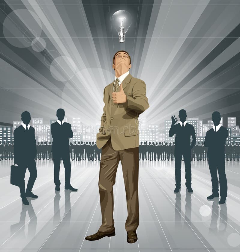 Vector Business Man Shows Well Done Stock Vector - Illustration of bulb ...