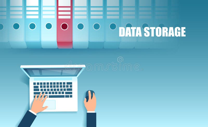 Vector of a Business Man Using Laptop Computer Searching a File in ...