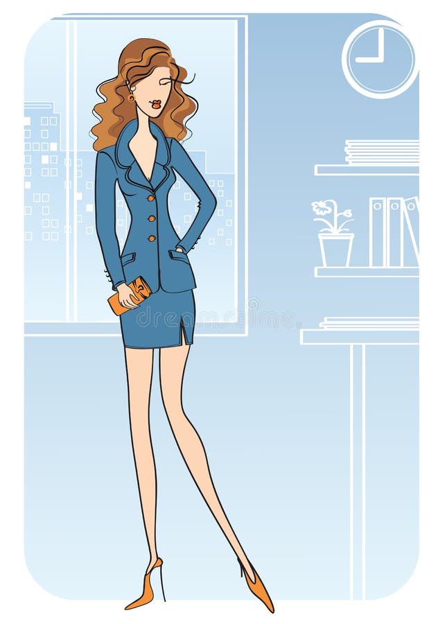 Vector Business Woman in Office.Vector Illustratio Stock Vector ...
