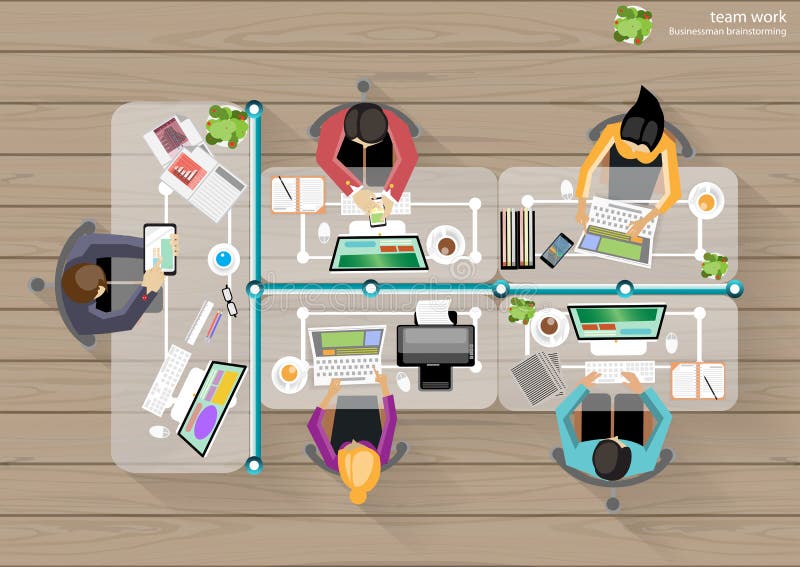 Vector Business Work Place Top Corner Brainstorming. Stock Vector ...