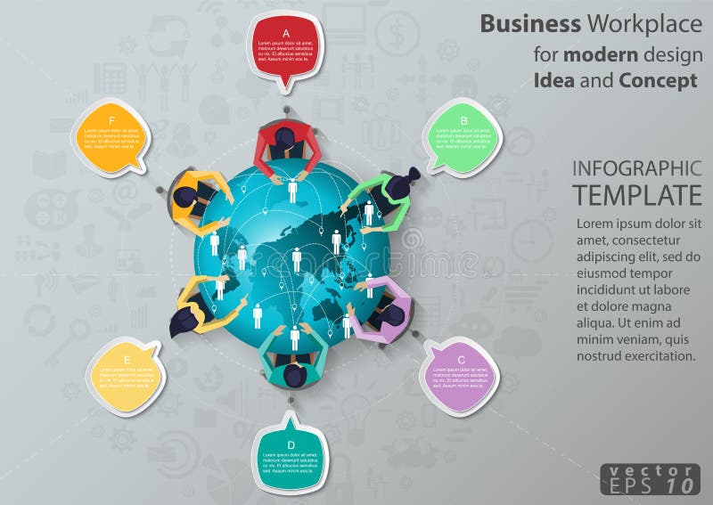 Business Workplace Top View for Modern Design Idea and Concept Vector ...