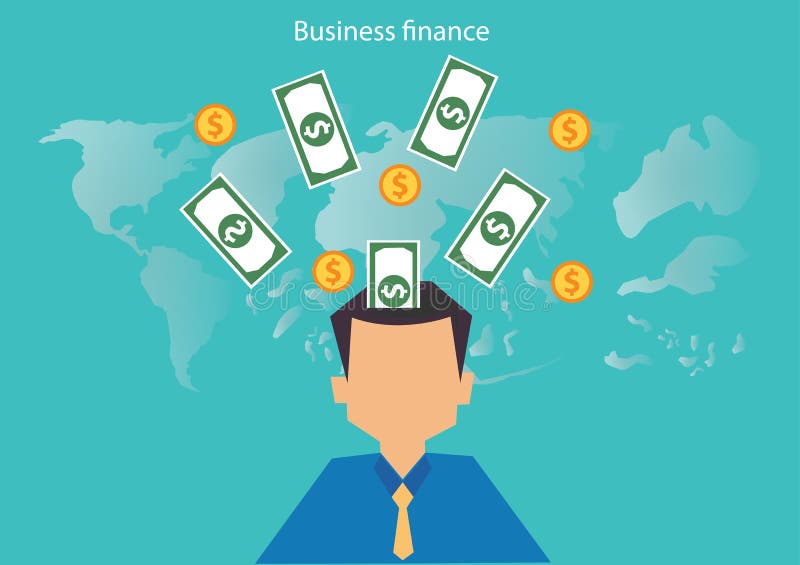 Vector Businessman Brainstorming with Money Finance and World Map.flat ...