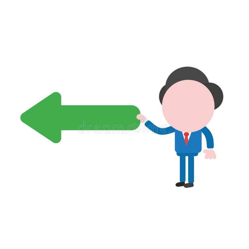 Vector Businessman Character Holding Arrow Pointing Left Stock Vector ...