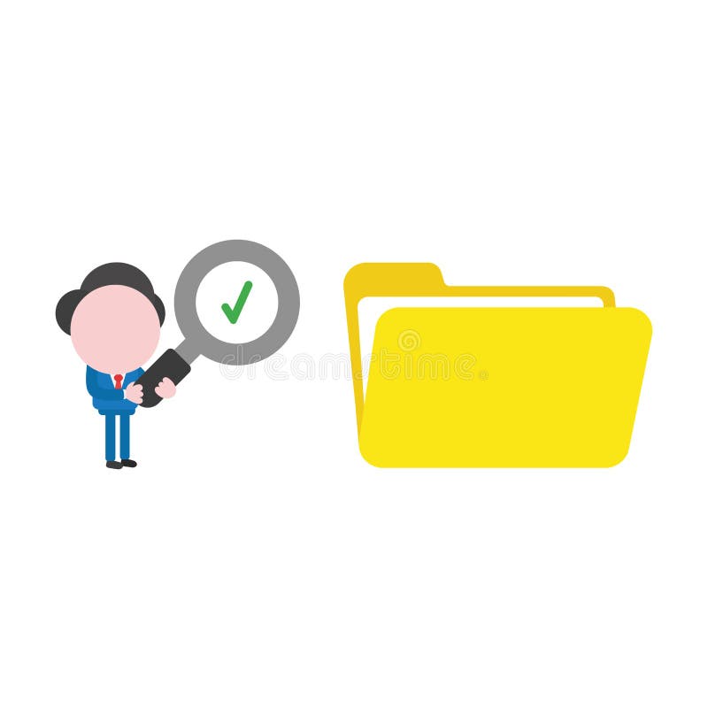 Vector Businessman Character Holding Magnifying Glass with Check Stock ... Vector Businessman Character Holding Magnifying Glass with Check Stock ...