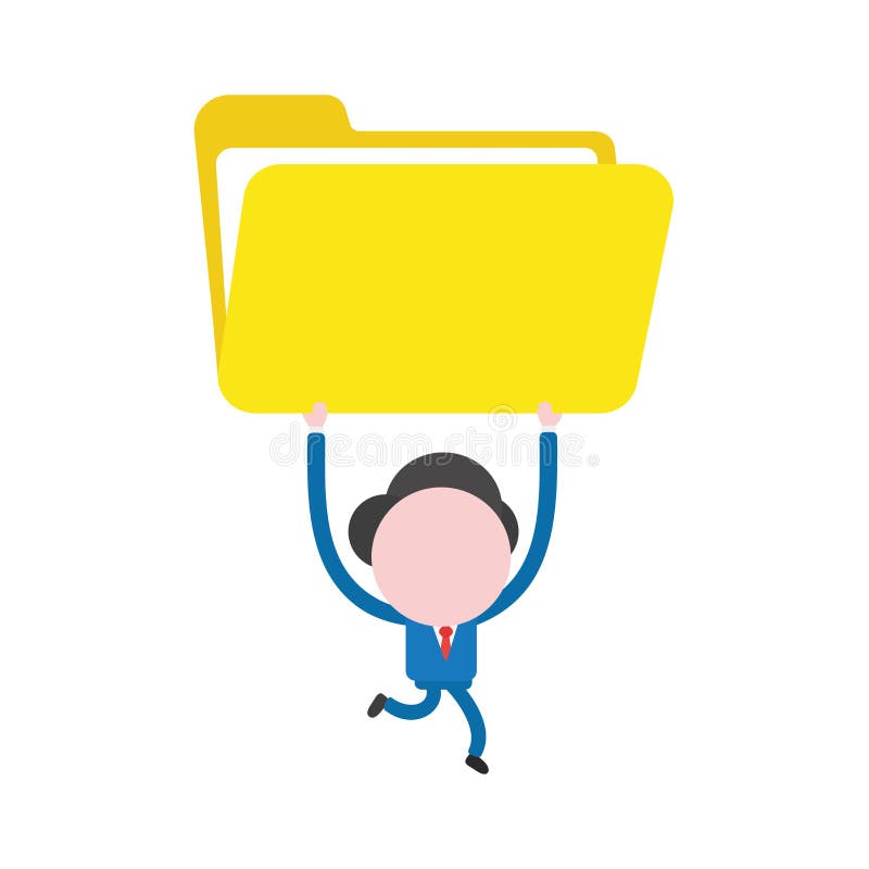 Vector Businessman Character Running and Carrying Oepn File Fold Stock ...