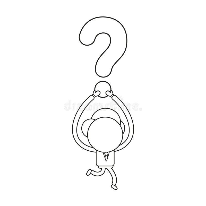 Vector Businessman Character Running and Carrying Question Mark. Black ...