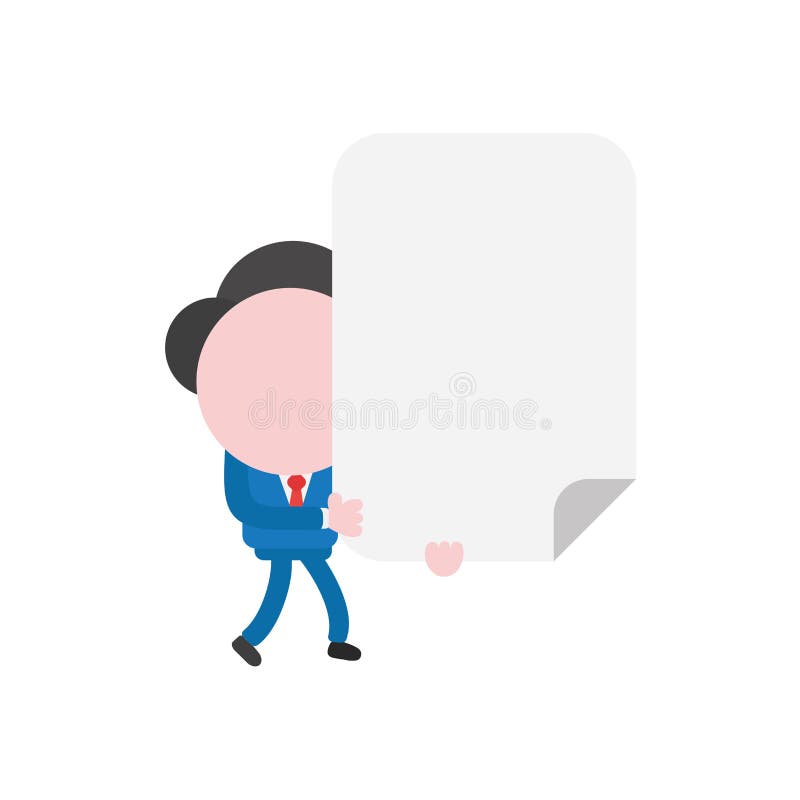 Vector Businessman Character Walking and Holding Blank Paper Stock ...