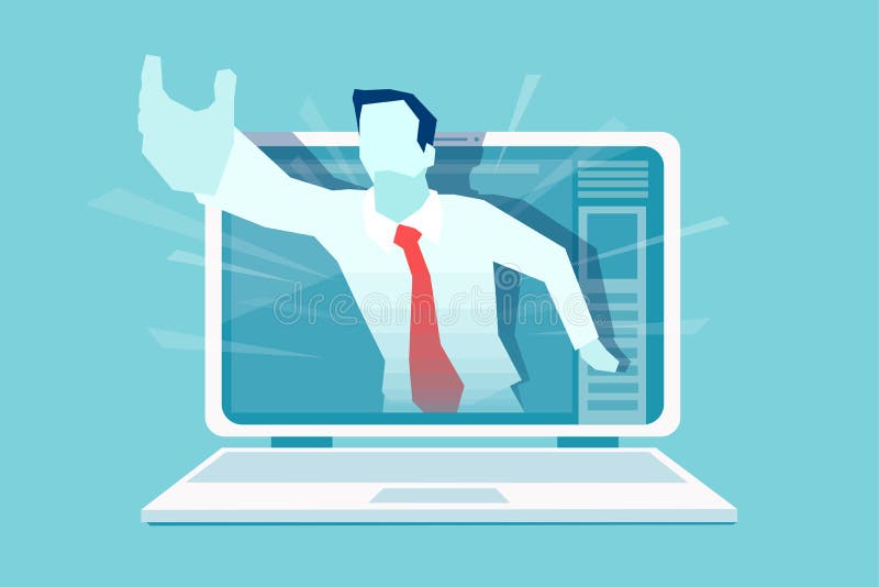 Vector of a Businessman Hand Reaching Out of the Screen Offering a Help ...