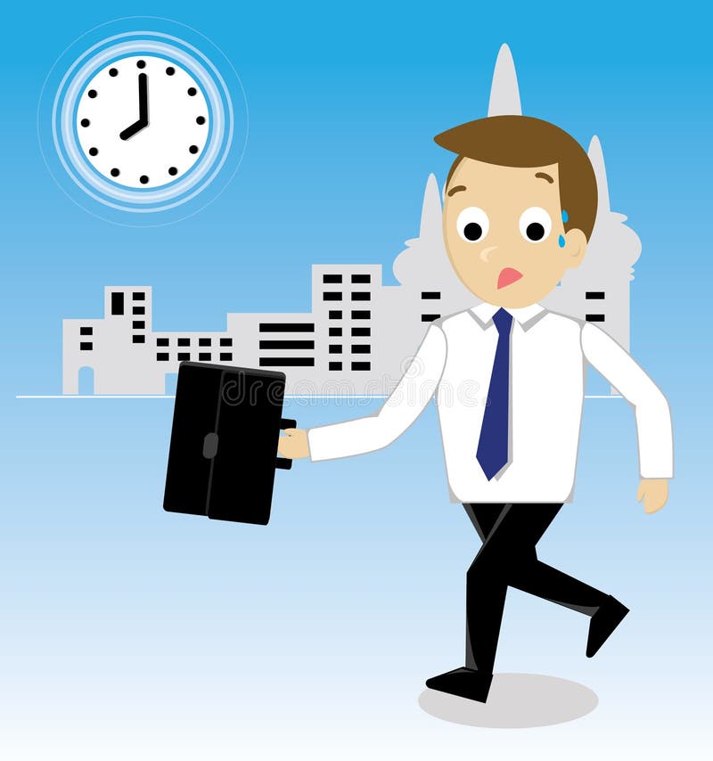 Businessman Hurrying Up To Office Illustration Stock Vector ...