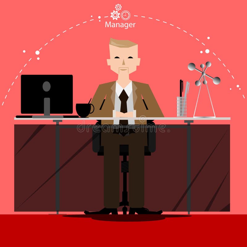 Vector the Businessman Manager Thinks the Work To Wide World with Work ...