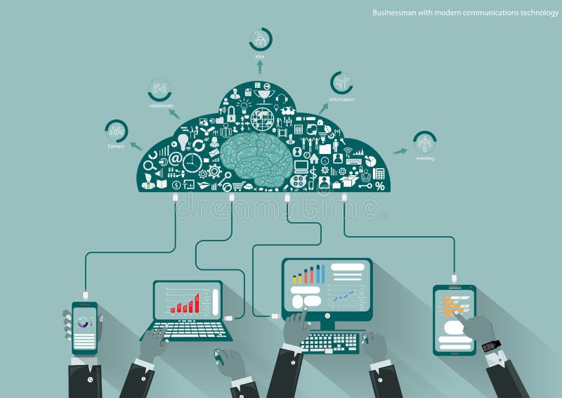 Vector Businessman with Modern Communication Technology and Business ...