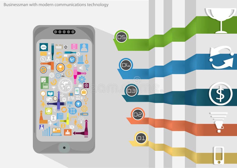 Vector Businessman with Modern Communication Technology and Business ...