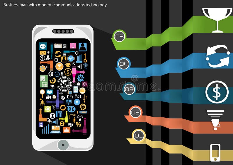Vector Businessman with Modern Communication Technology and Business ...