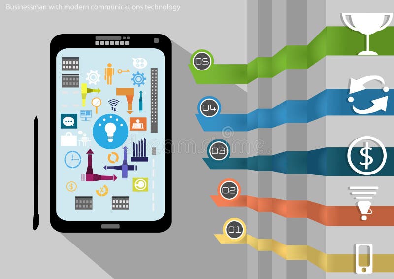 Vector Businessman with Modern Communication Technology and Business ...
