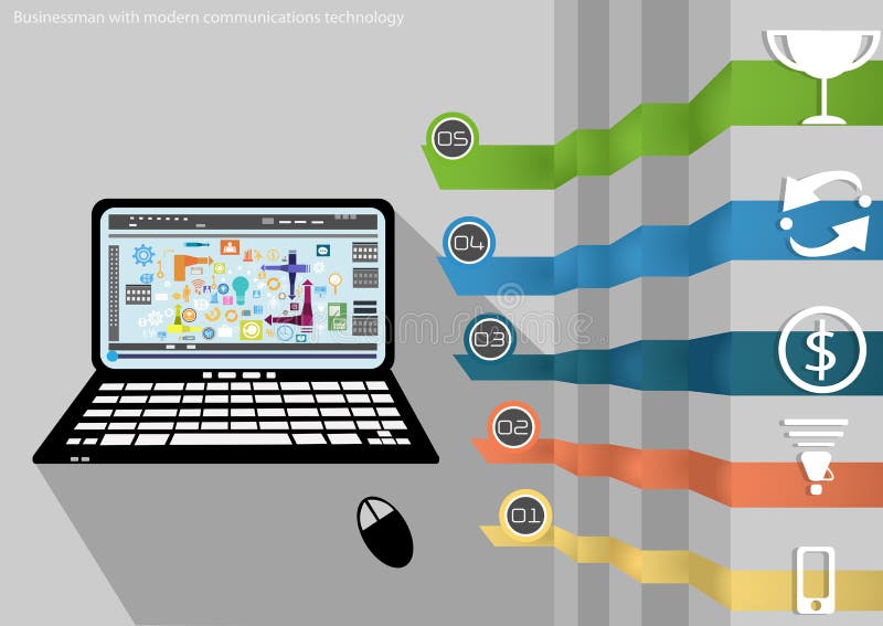 Vector Businessman with Modern Communication Technology and Business ...