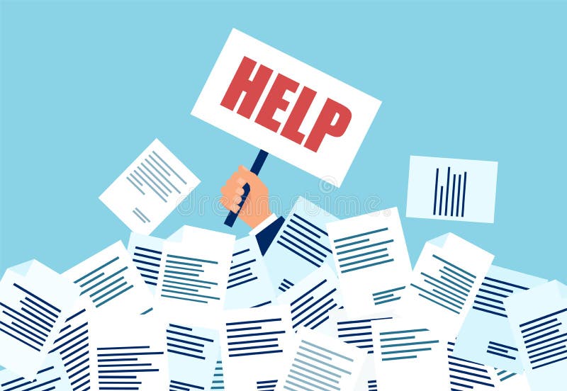 Businessman Need Help Under Lot Documents Stock Illustrations – 4 ...