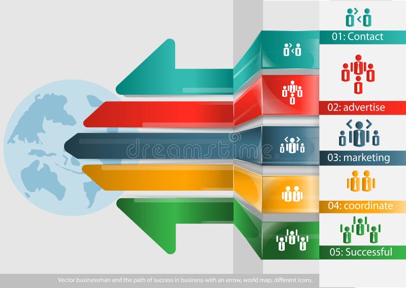 Vector Businessman and the Path of Success in Business with an Arrow ...