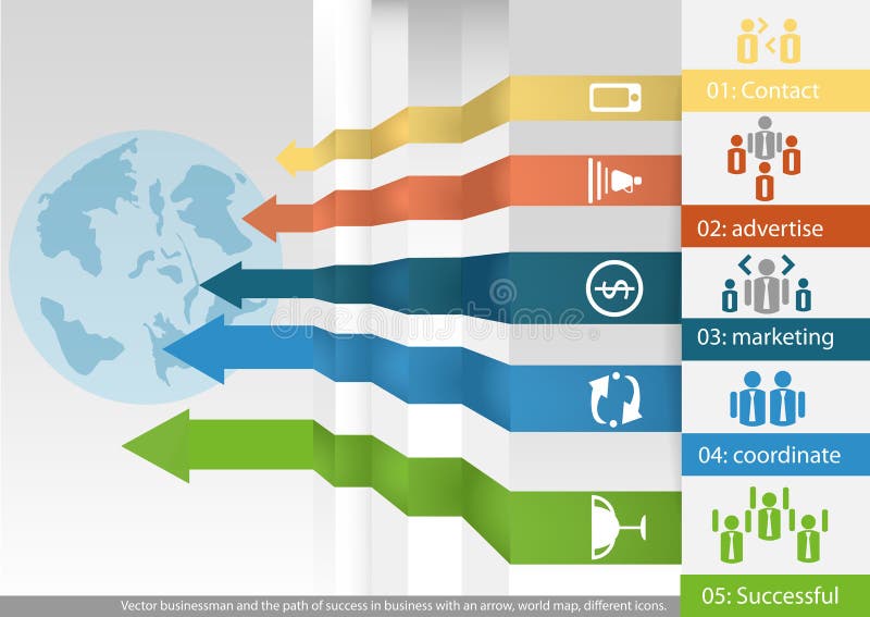 Vector Businessman and the Path of Success in Business with an Arrow ...