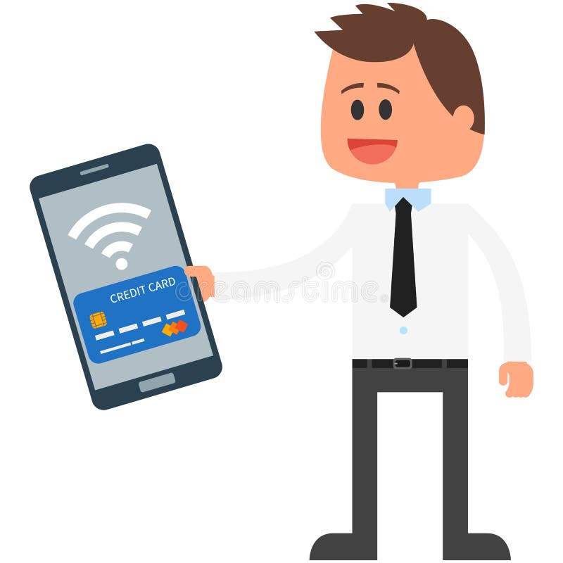 Vector Businessman with Phone Nfc Mobile Payment App Stock Vector ...