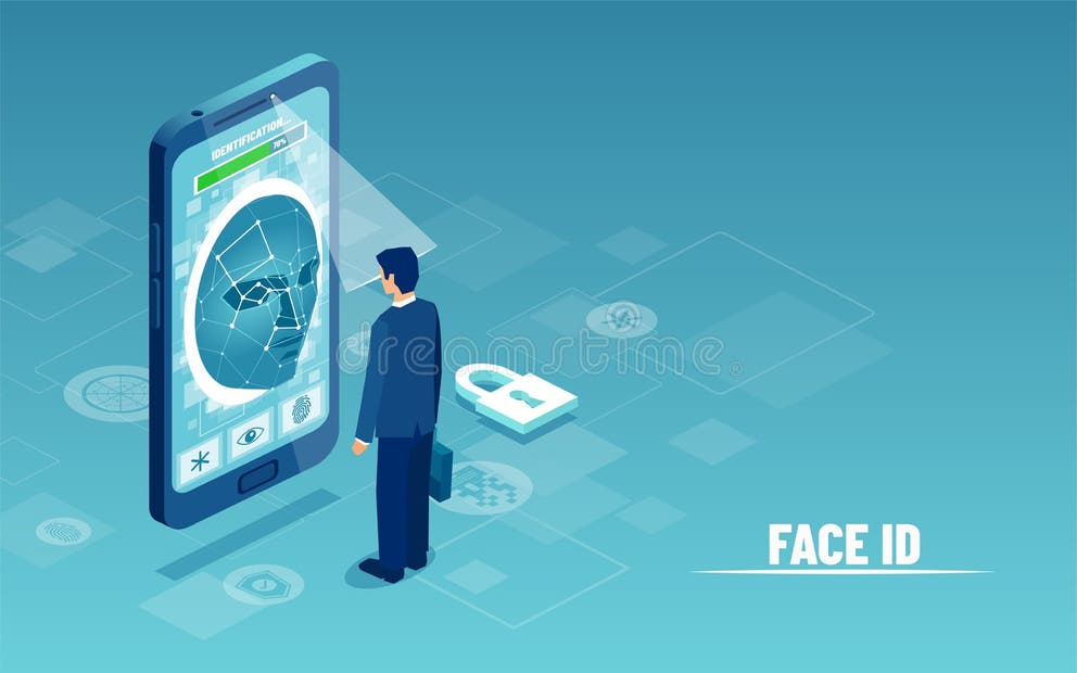 Vector of a Businessman Using Smartphone Camera Scanner for Personal ...