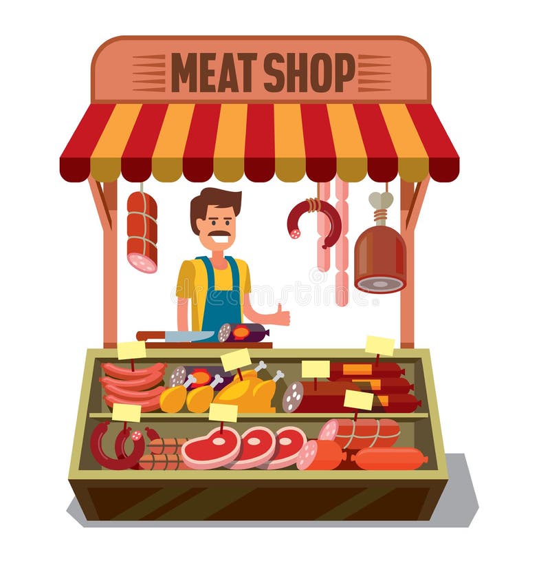 Vector Butcher Shop stock vector. Illustration of product - 72940518
