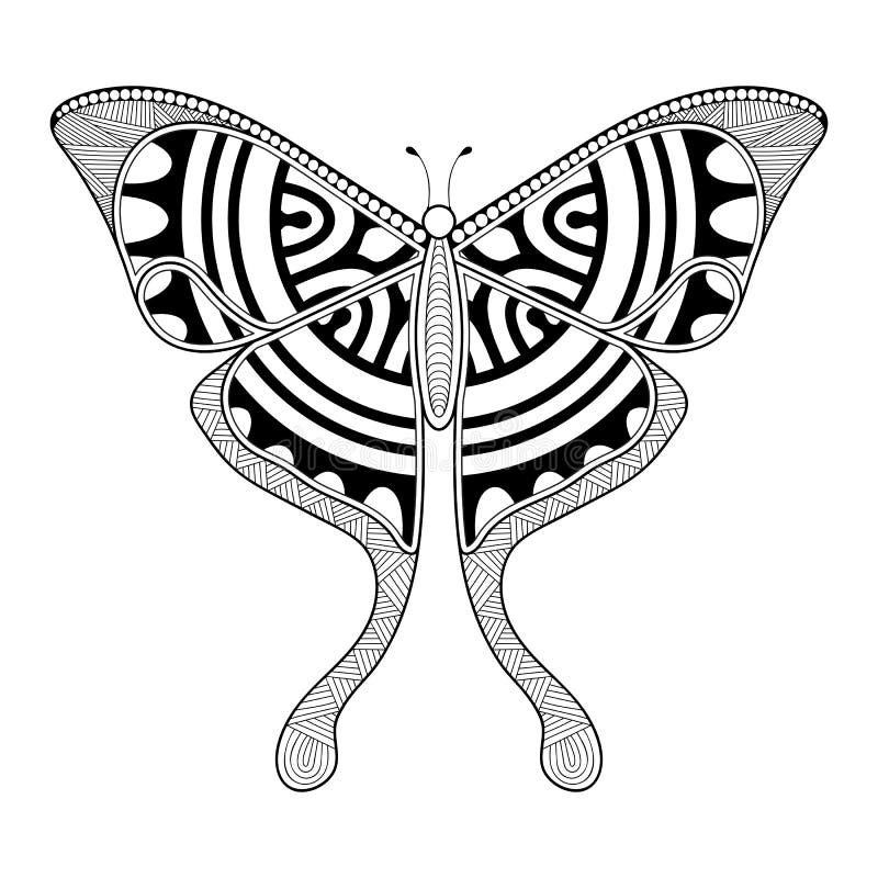 Vector Butterfly Black and White Element Line Art Print Design Stock ...