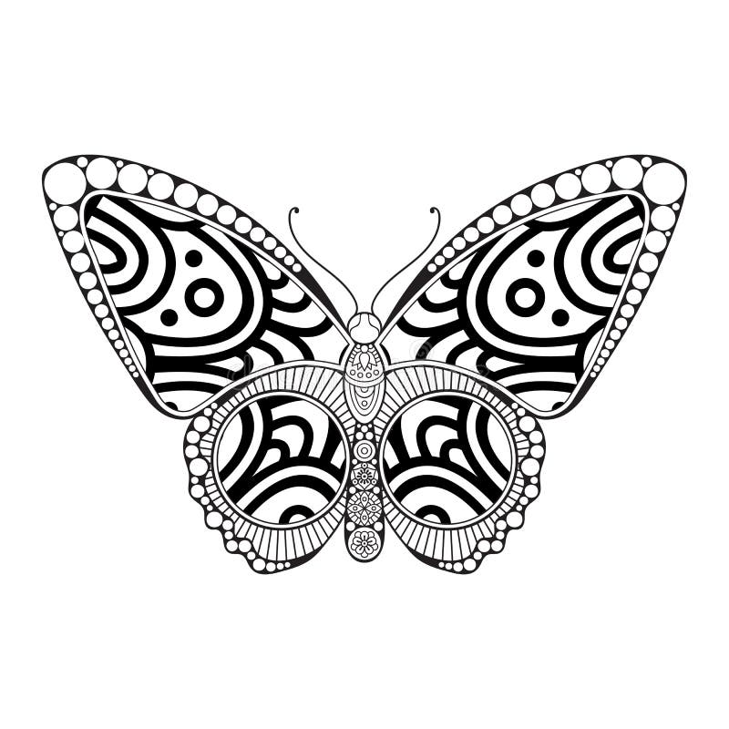 Vector Butterfly Black and White Element Line Art Print Design Stock ...