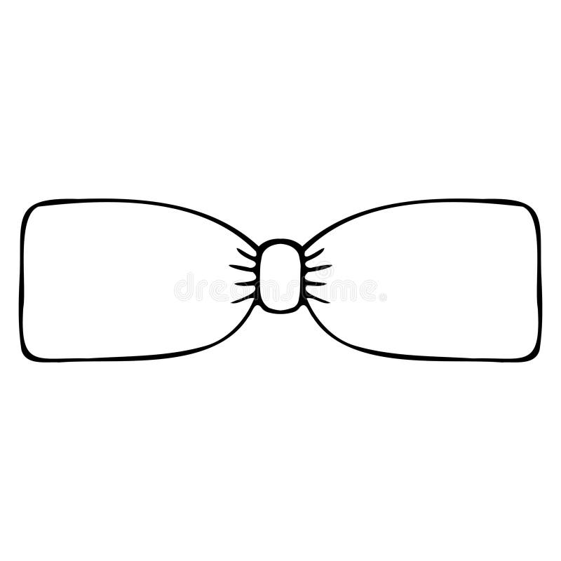 Vector Butterfly Bow Classic Simple in Doodle Style Linear Black Stock ...