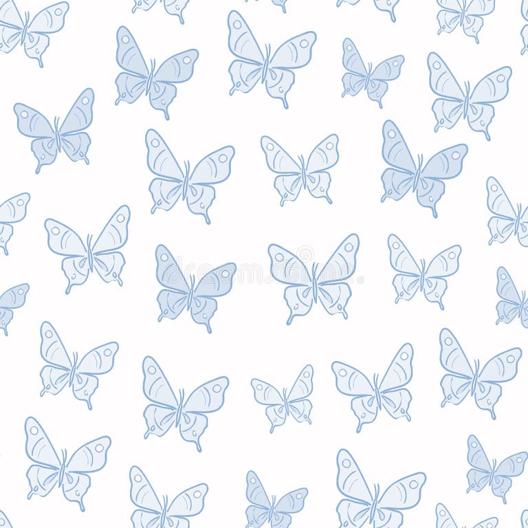 Vector Butterfly Seamless Repeat Pattern Design Background. Pastel Blue Stock Vector ...