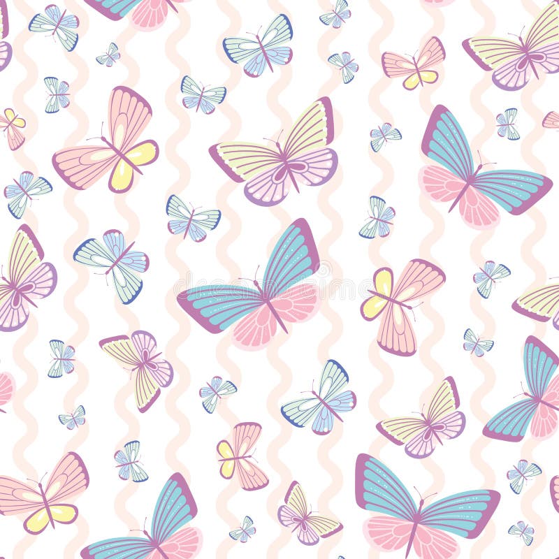 Vector Butterfly Spring Pattern, Seamless Repeat Background Stock ...