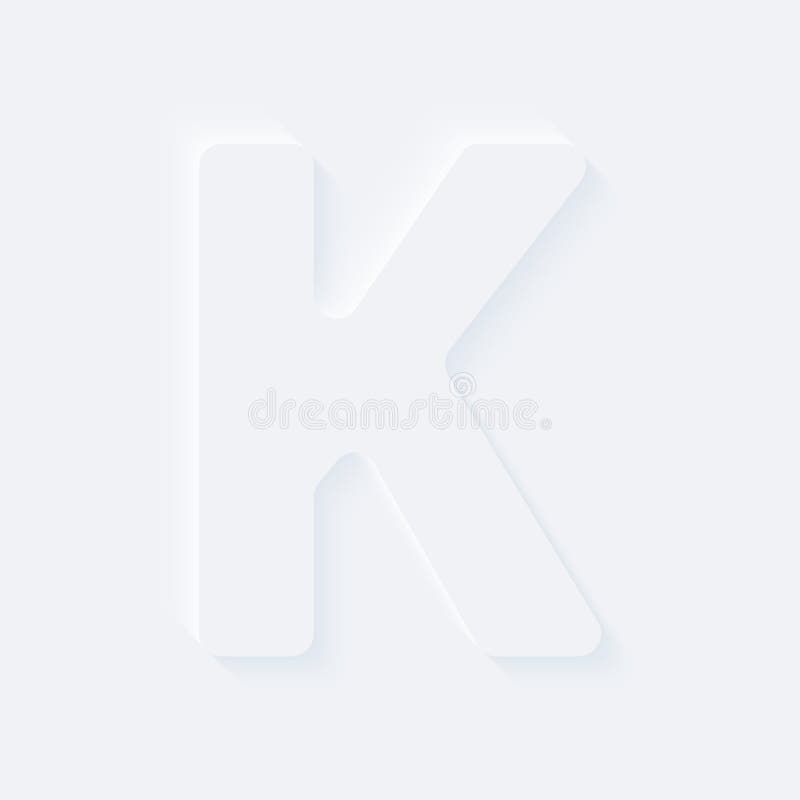 Vector Button Letter of Alphabet K. Bright White Gradient Neumorphic ...
