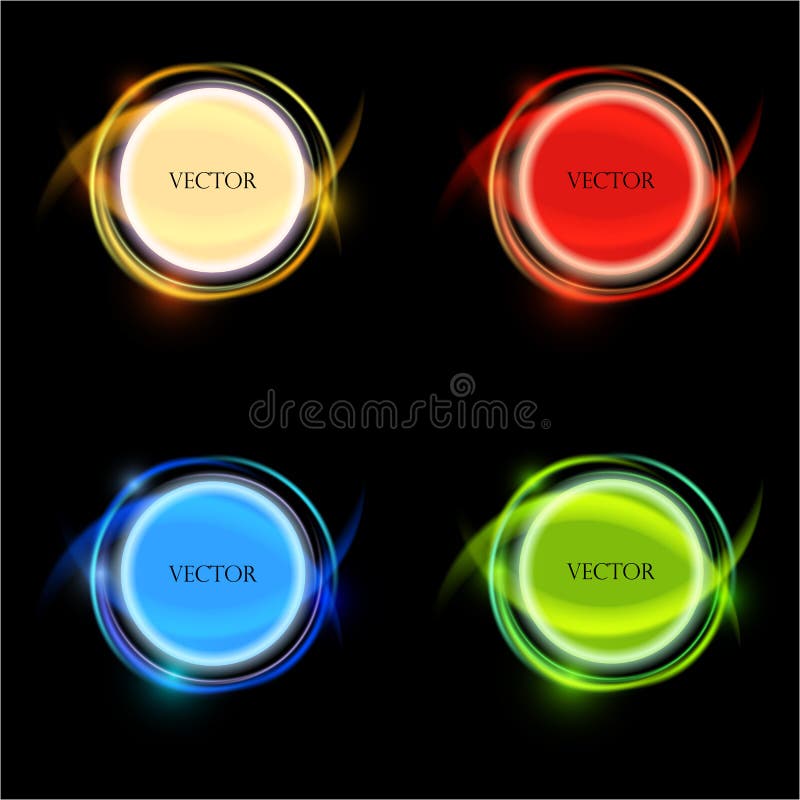 Vector Button, Light Effect. Round Banners and Buttons Stock Vector ...