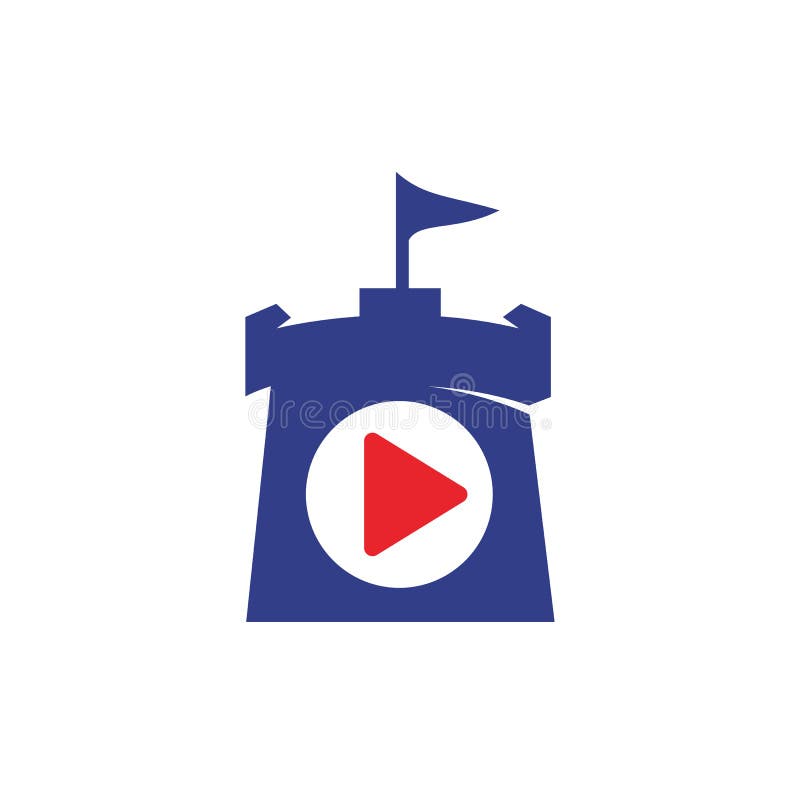Vector Button Play and Castle Logo Combination. Record and Tower Symbol ...