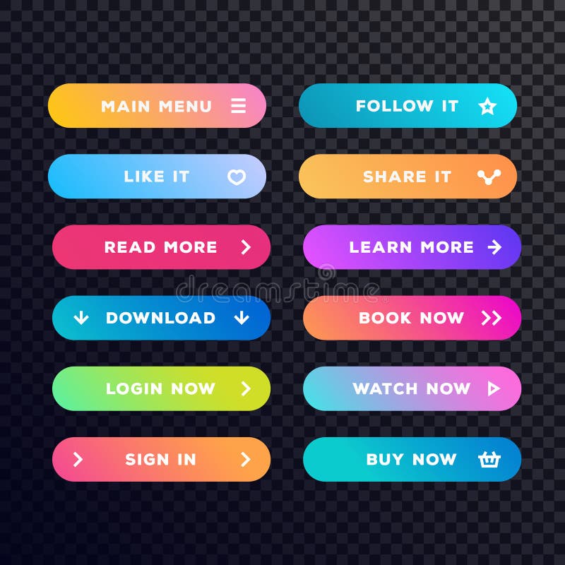 Vector Button Set Modern Trendy Gradient Style Stock Vector ... Vector Button Set Modern Trendy Gradient Style Stock Vector ...