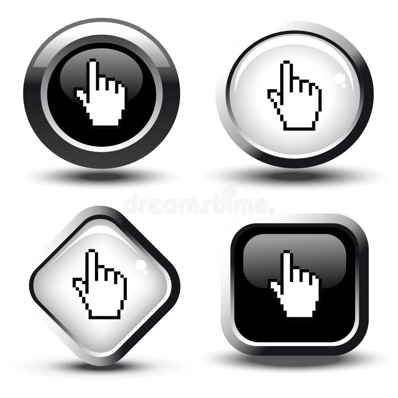Vector Buttons with Cursor of Hand Stock Vector - Illustration of ...