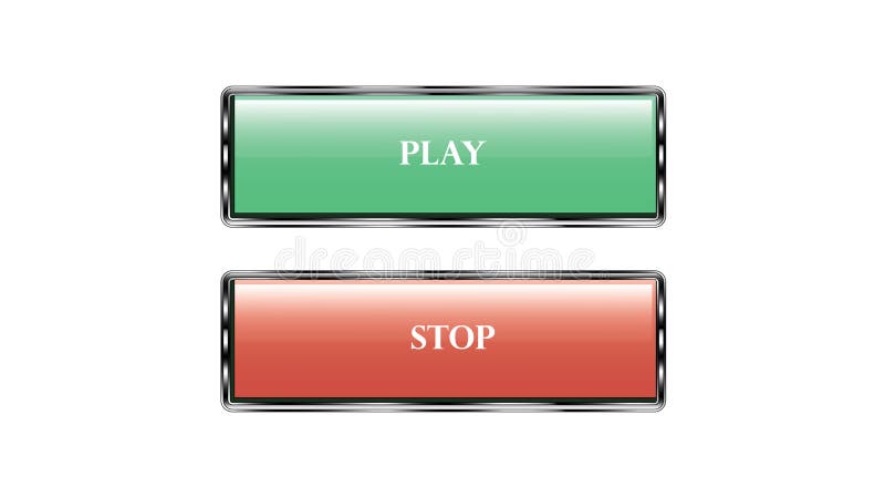 Vector Buttons Green Play and Red Stop on a White Background Stock ...