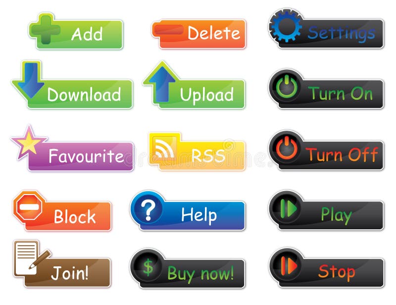 Vector Buttons and Icons Pack for Website Stock Vector - Illustration ...