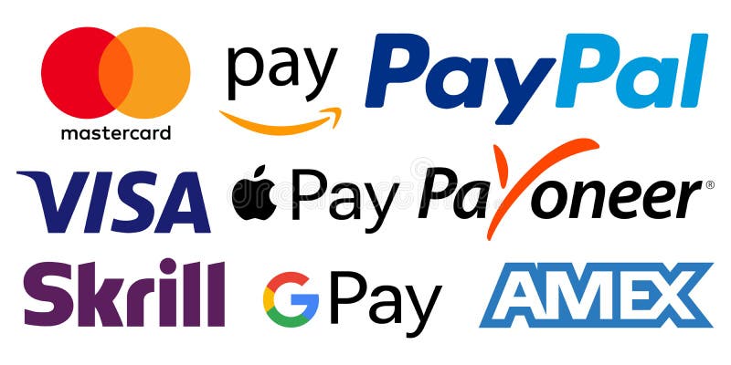 Vector Buttons of Popular Payment Systems: Visa, Mastercard, Paypal ...