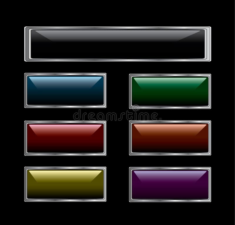 Vector Buttons with Silver Frame Stock Vector - Illustration of blank ...