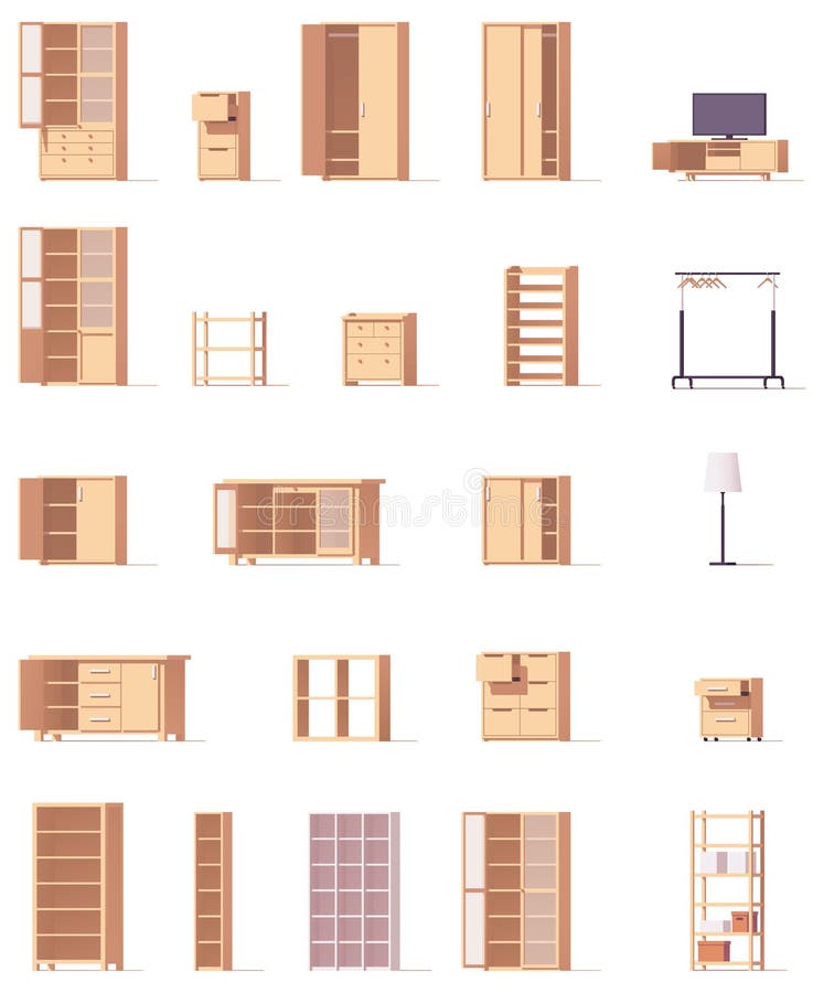 Vector cabinets set stock vector. Illustration of furniture - 97455360