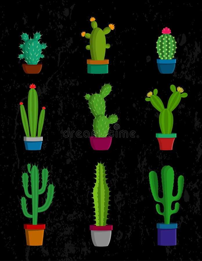 Vector cactus icons stock vector. Illustration of garden - 112481001