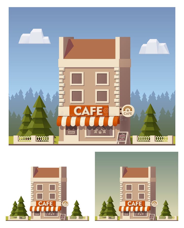 Vector cafe building stock vector. Illustration of flat - 61693910