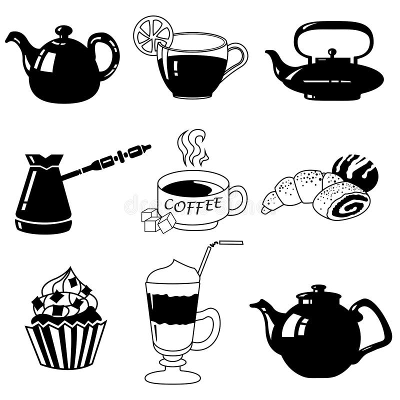 Vector cafe icon set . stock vector. Illustration of restaurant - 51460122